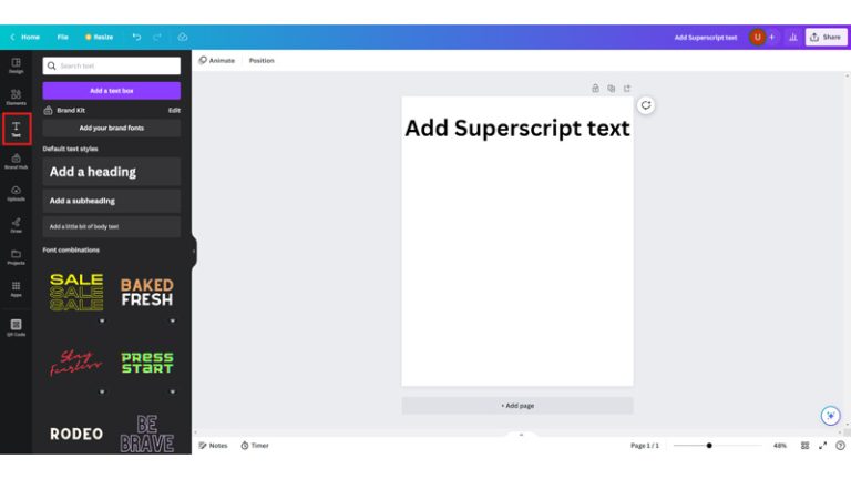How to Add Superscript or Subscript on Canva?